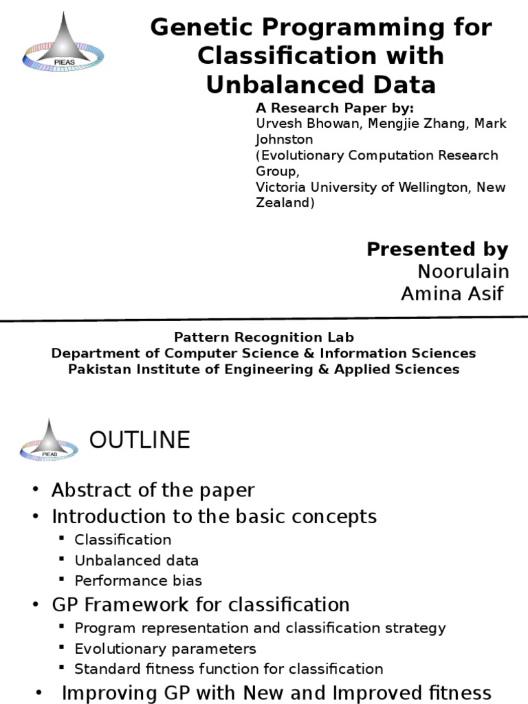 Genetic Programming For Classification With Unbalanced Data Part 1 Pdf Statistical 