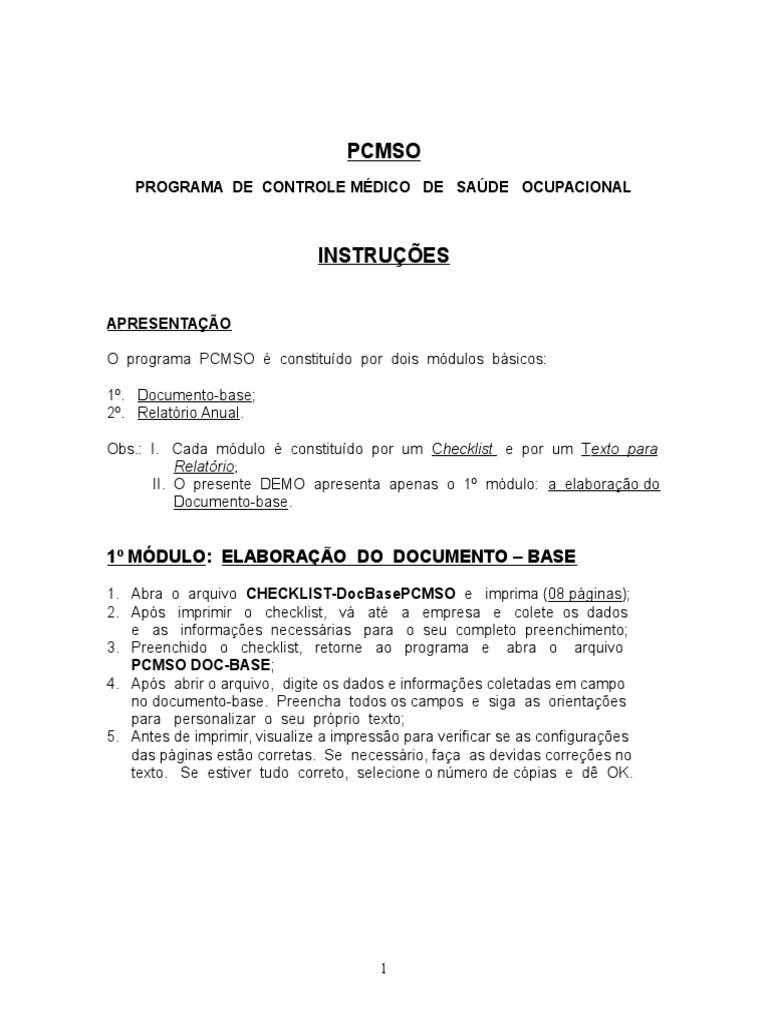 Pcmso modelo | Planejamento | Medicina clínica