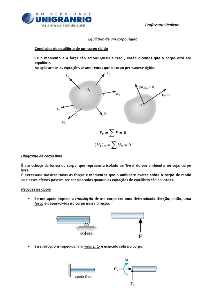 Aula Equilíbrio de Um Corpo rigido