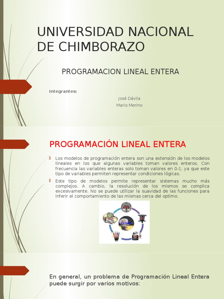 Programacion Lineal Entera Exposicion | PDF | Programación lineal ...
