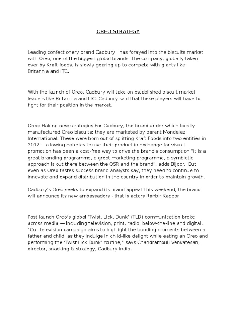 Oreo Strategy - Filtered | PDF | Kraft Foods Inc | Mondelez International