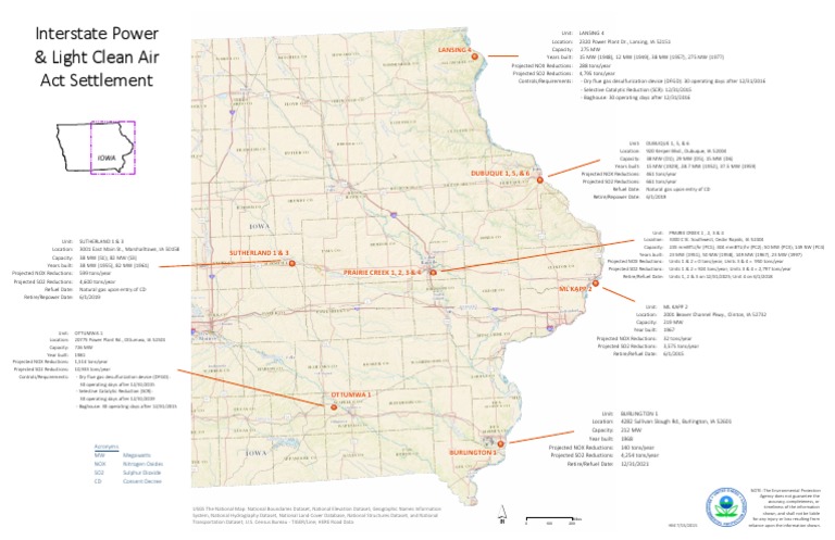 Map of Power Plants in Iowa That Will Reduce Emissions Due To ...