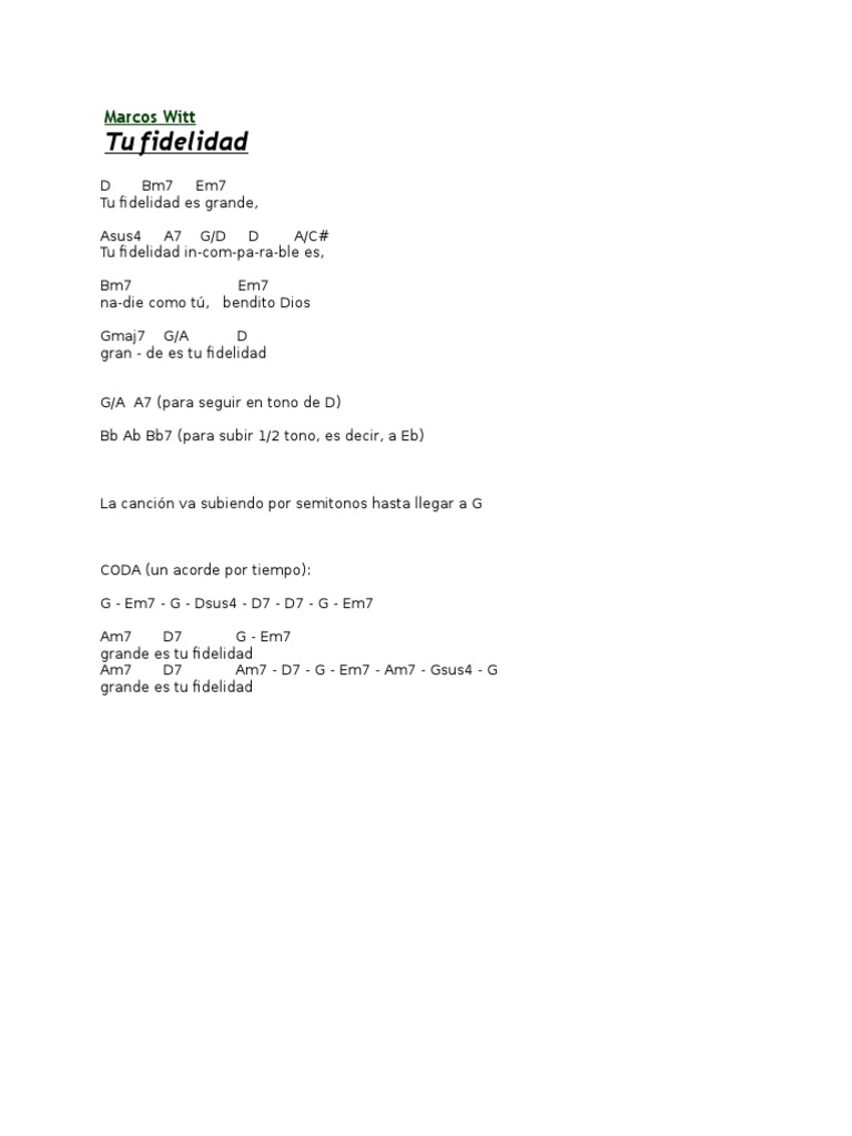 Tu Fidelidad Marcos Witt | PDF