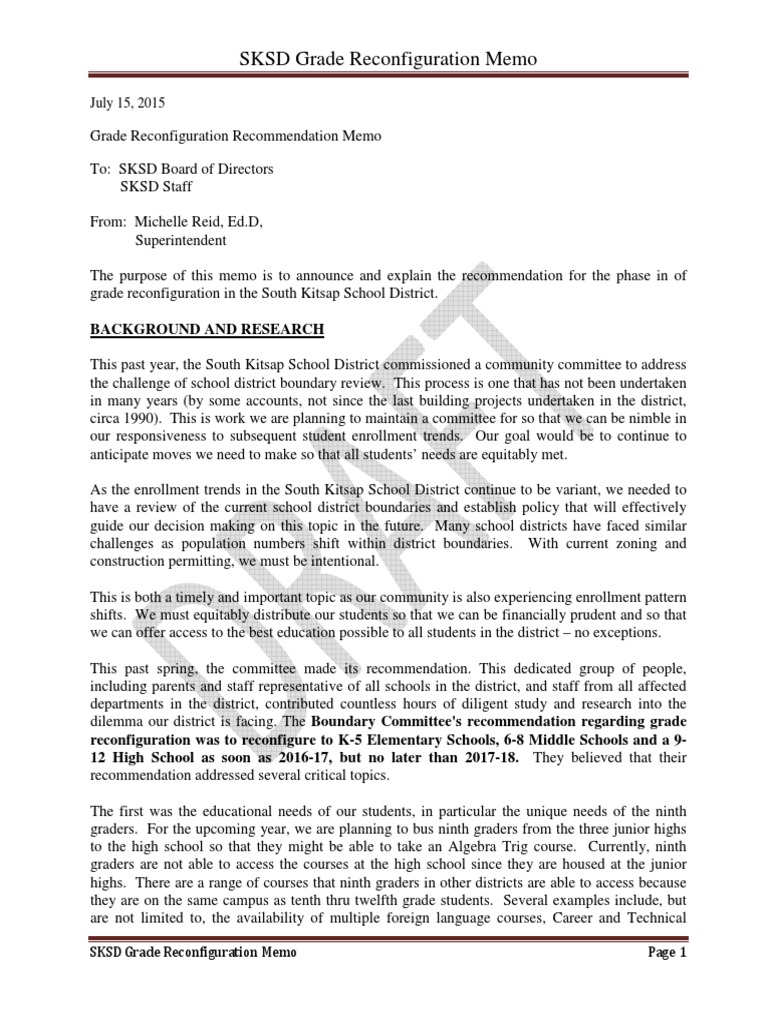 SKSD Grade Reconfiguration Proposal | PDF | Middle Schools | Secondary ...