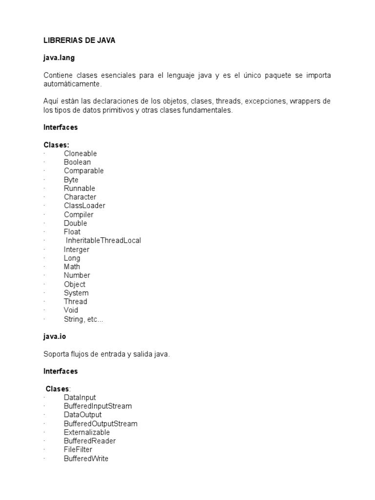 Librerias | PDF | Java (lenguaje de programación) | Lenguaje de programación
