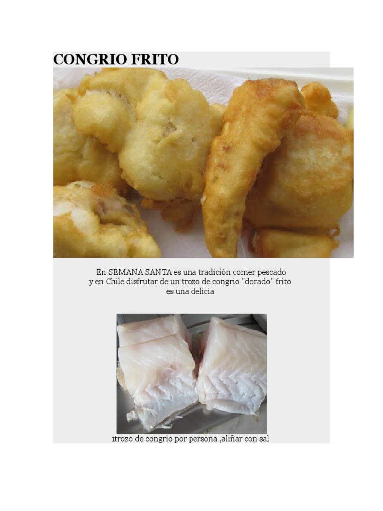 Receta de Congrio Frito Chileno | PDF | Fritura | ensalada