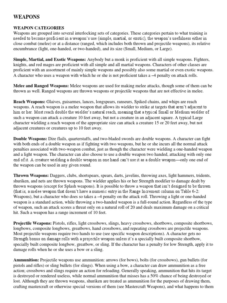 Final Fantasy D20 Weapons | PDF | Sword | Bow And Arrow