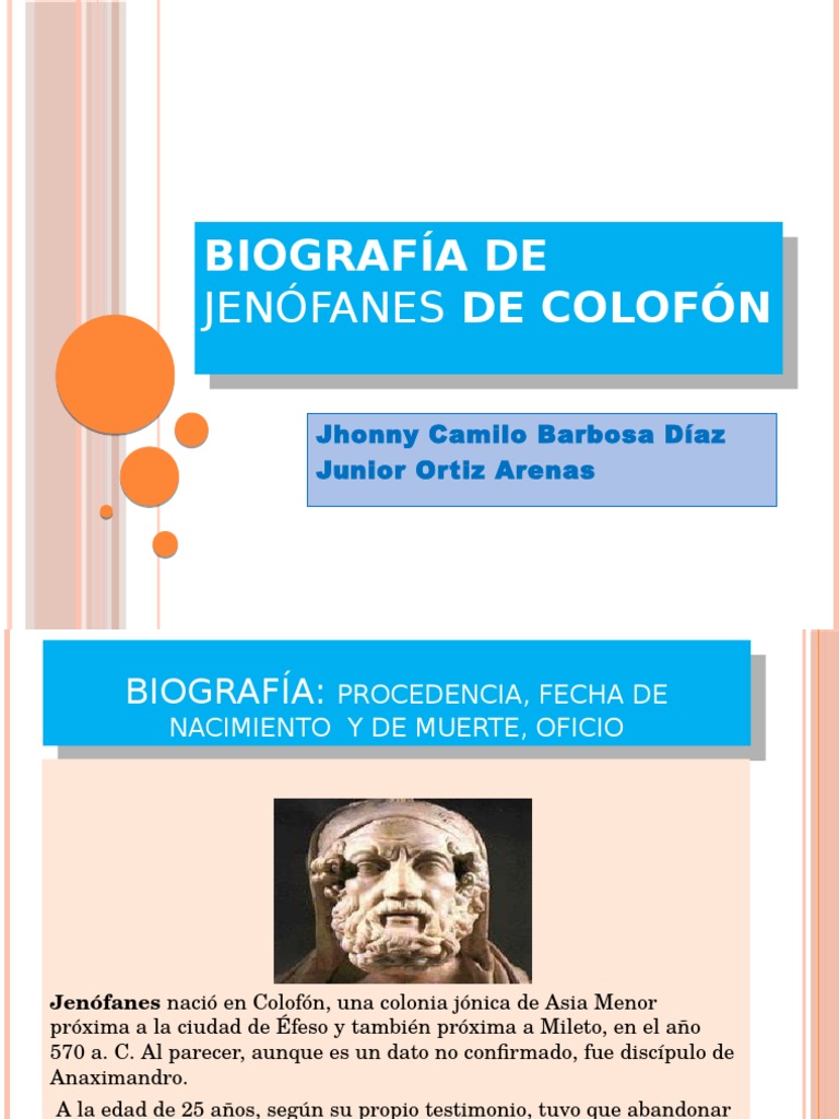 Biografía de Jenófanes de Colofón | Descargar gratis PDF ...