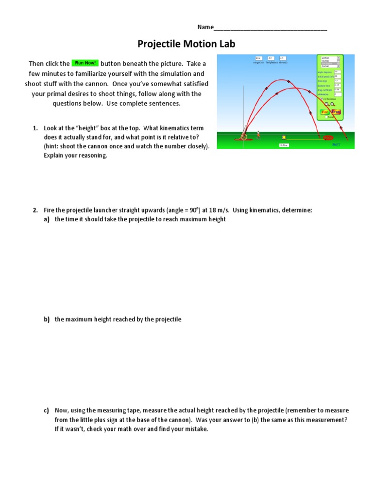 Projectile Lab | PDF | Projectiles | Physical Quantities