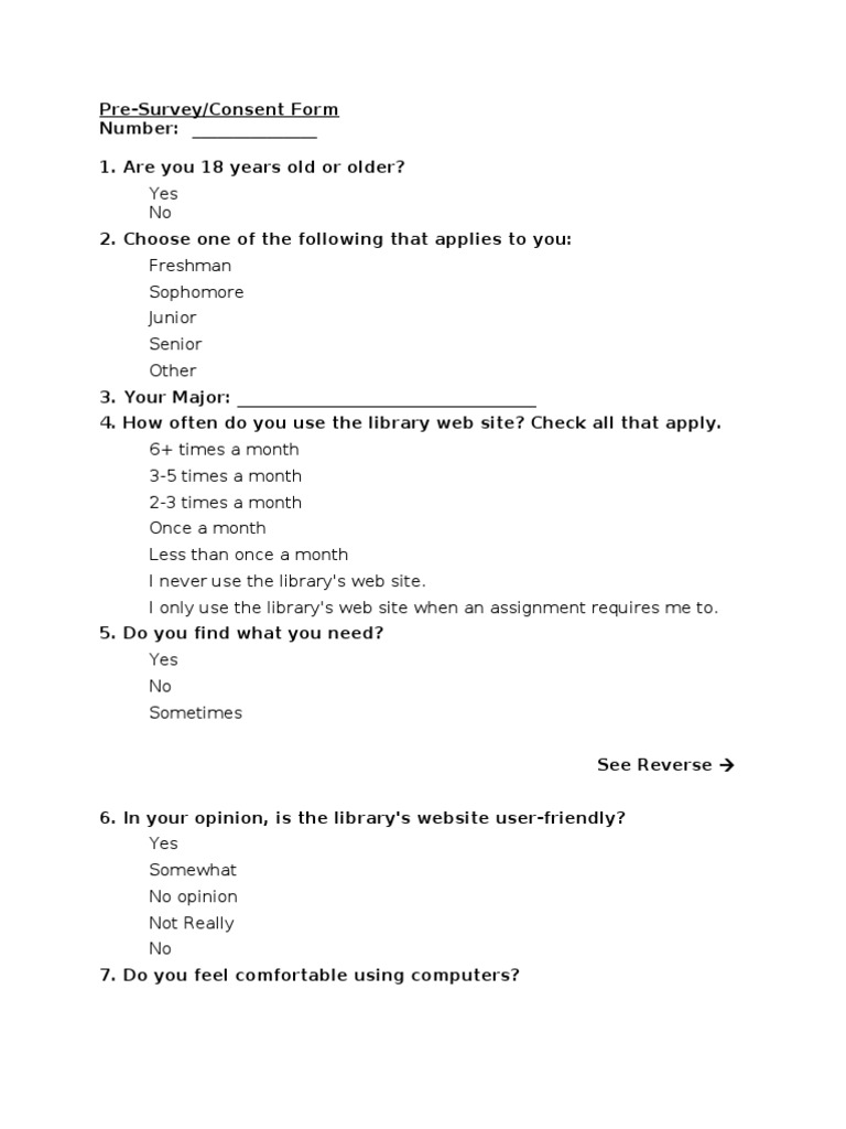 PreSurvey Consent Form | PDF