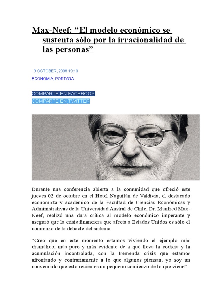 Max-Neef El Modelo Económico | PDF | Crecimiento económico | Paradigma