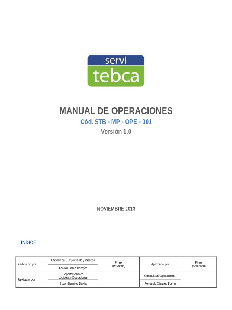 Manual de Operaciones | PDF | Logística | Dinero