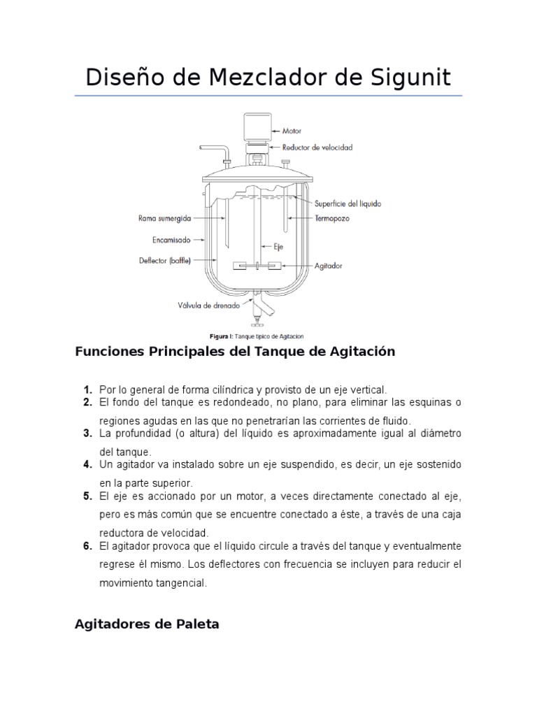 Diseno de Mezclador de Sigunit | PDF | Tanques | Turbina