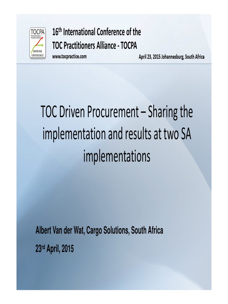 TOC in Procurement - Albert - 16 TOCPA - April 2015 - South Africa ...