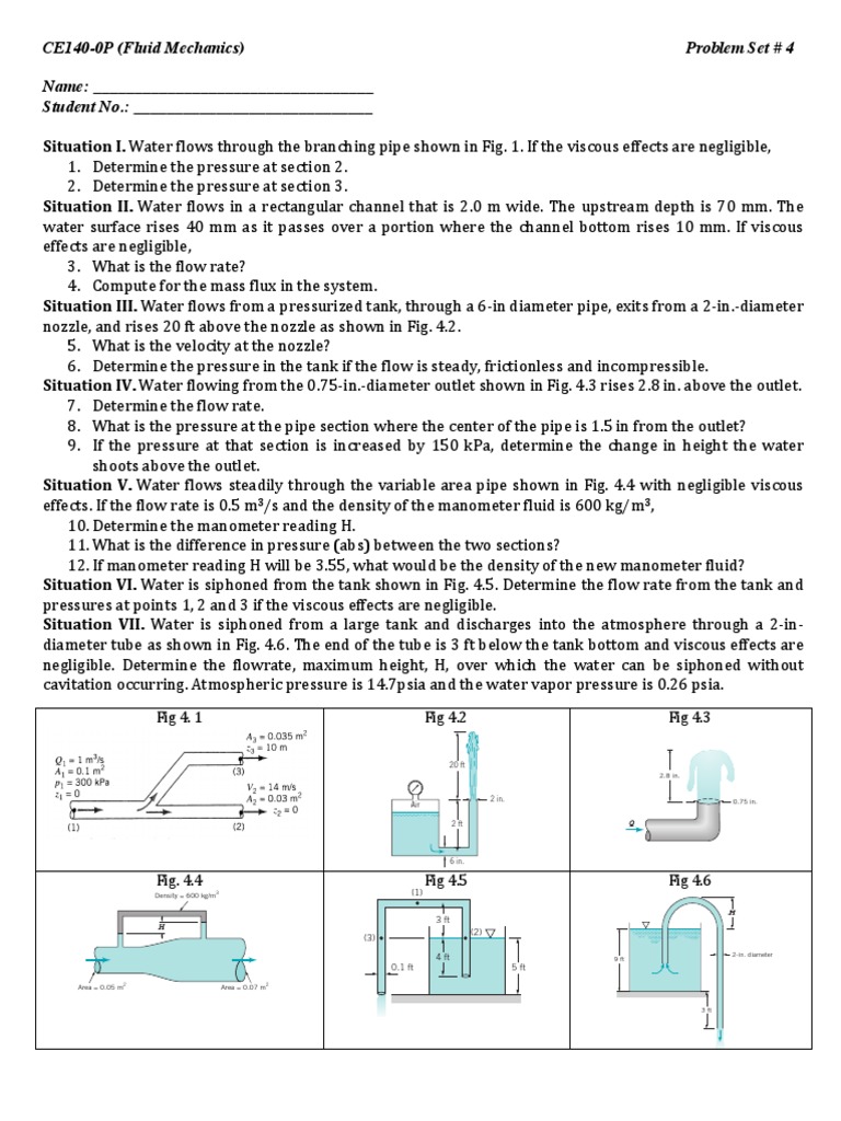 Problem Set 4 in Fluids | PDF | Fluid Dynamics | Flow Measurement