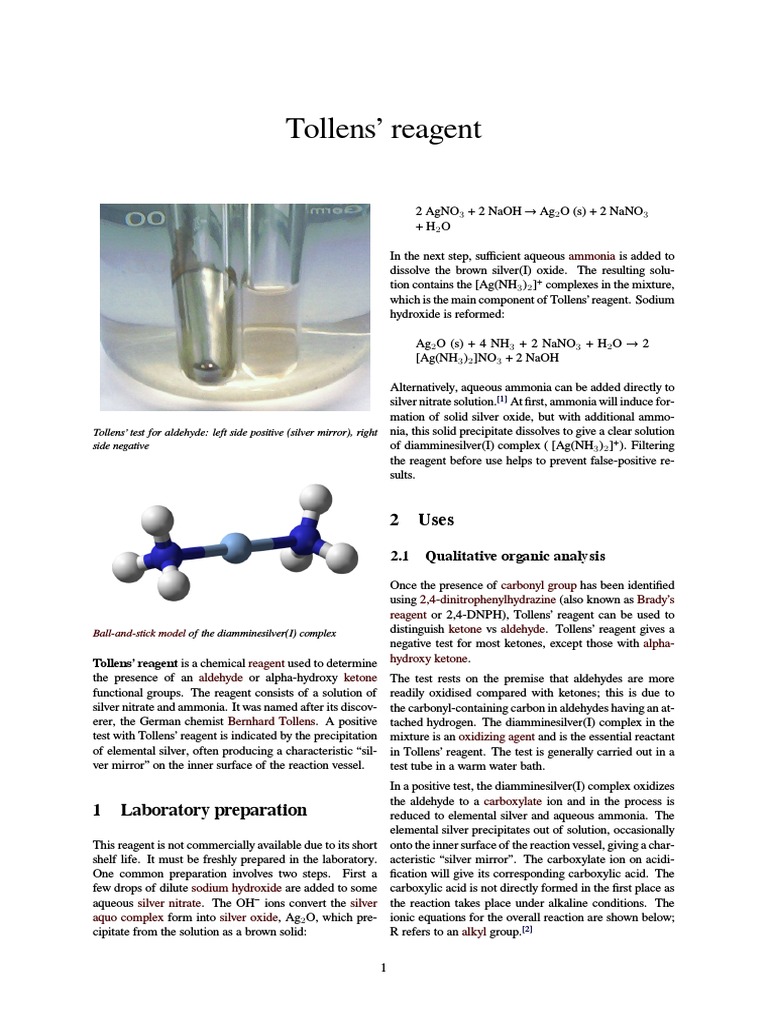Tollens' Reagent | Chemical Compounds | Organic Chemistry
