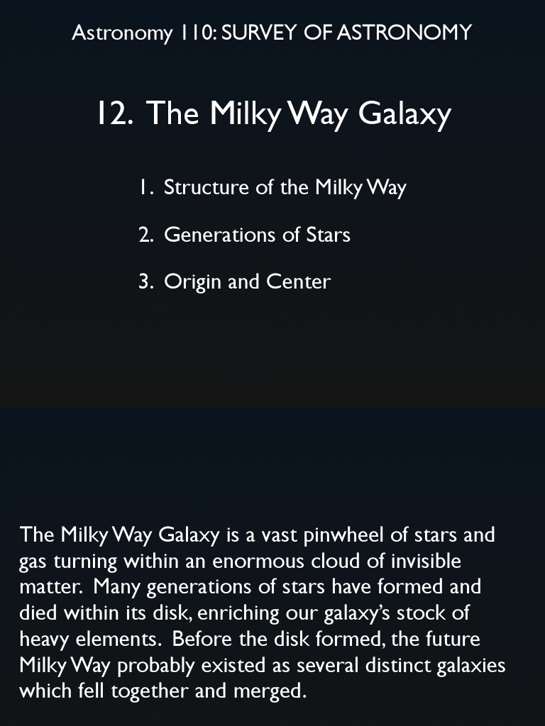 The Milky Way Galaxy: Astronomy 110: SURVEY OF ASTRONOMY | Download ...