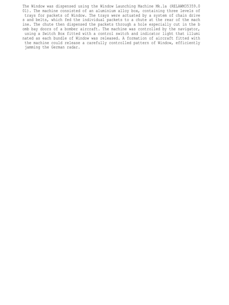 WW2 "Windows" Chaff Launching Machine | PDF | Technology & Engineering