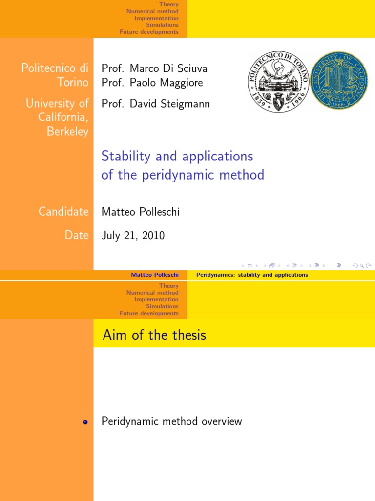 Peridynamics: Stability and Applications | PDF | Approximation ...