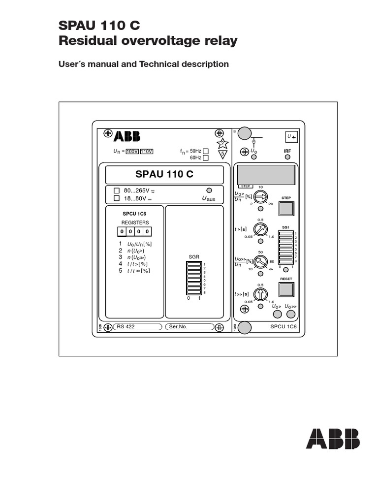 SPAU-110-C ABB Residual Overvoltage Realy | PDF | Relay | Power Supply