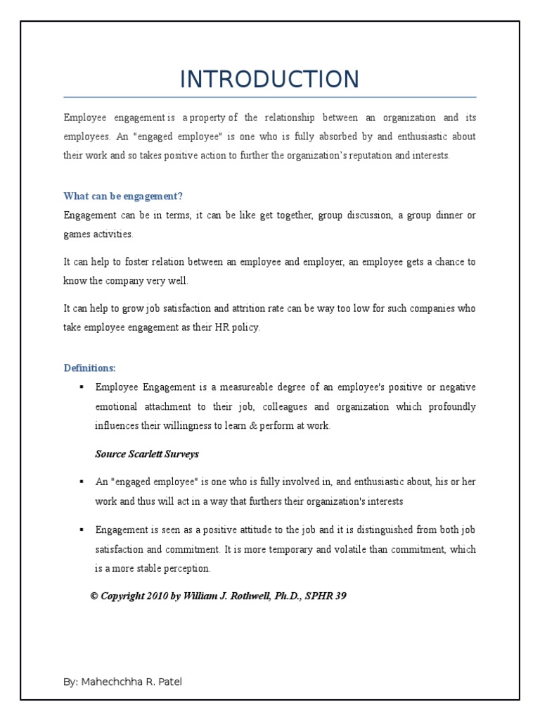 Literature Review For Employee Engagement | PDF | Attitude (Psychology) | Employment