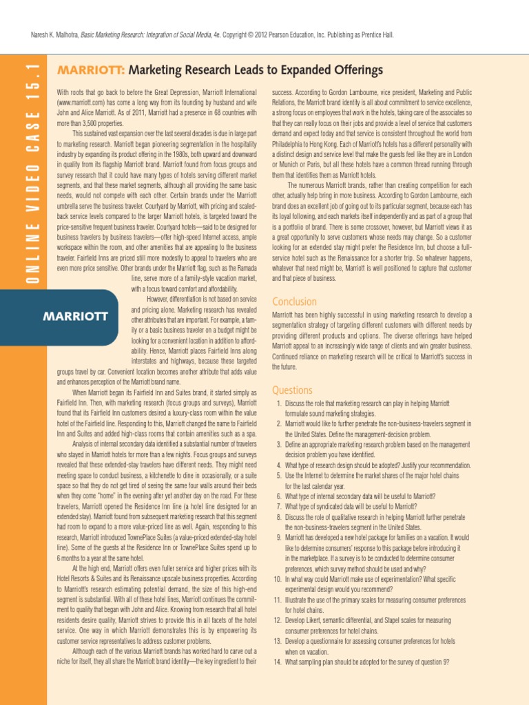 MARRIOTT: Marketing Research Leads To Expanded Offerings | PDF ...