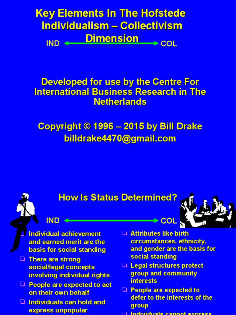 Key Elements in The Hofstede Individualism - Collectivism Dimension ...