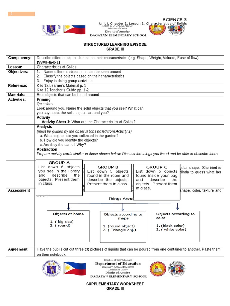 Characteristics of Solids | PDF | Solid | Lesson Plan