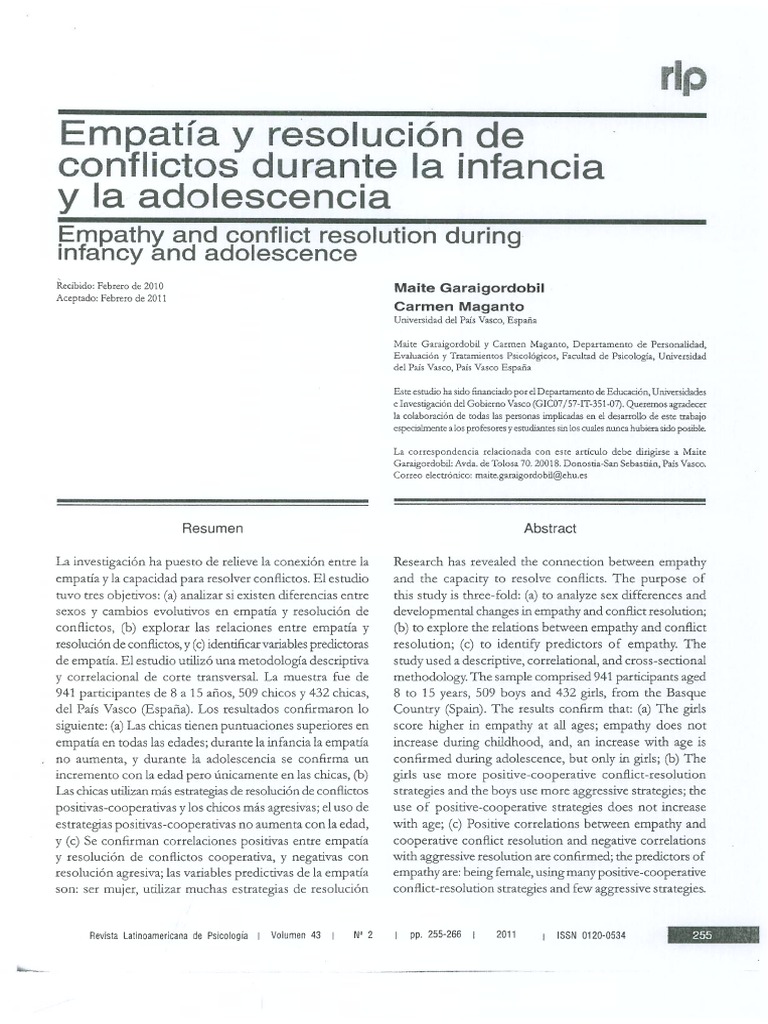 Empatia Resolucion de Conflicto | PDF
