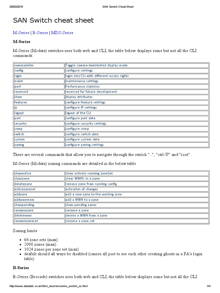 SAN Switch Cheat Sheet | PDF | Command Line Interface | Booting