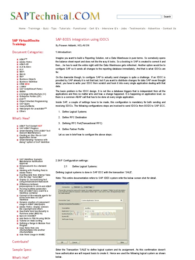 SAP-BODS Integration Using IDOCS | Download Free PDF | Areas Of Computer Science | Computing