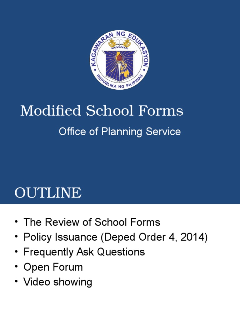 Modified School Forms Official Presentation | PDF | Schools | Teaching ...