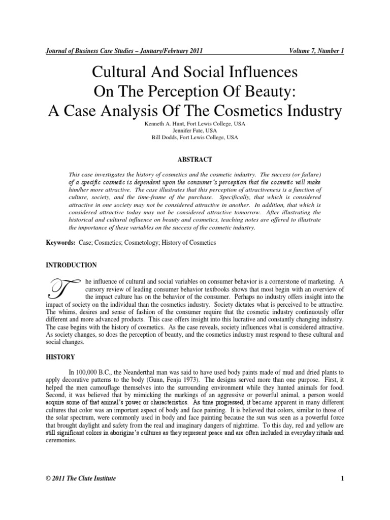 Cultural and Social Influences On The Perception of Beauty: A Case ...