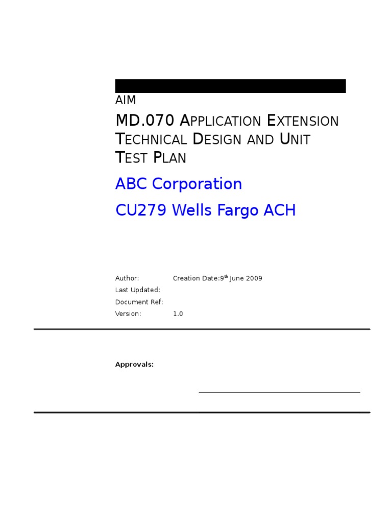 MD070 Wells Fargo ACH 1.0 | PDF | Oracle Database | Software Testing