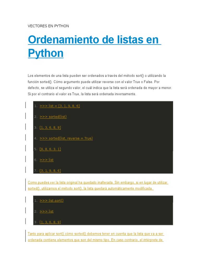 Vectores en Python | PDF | Matriz (Matemáticas) | Python (lenguaje de programación)