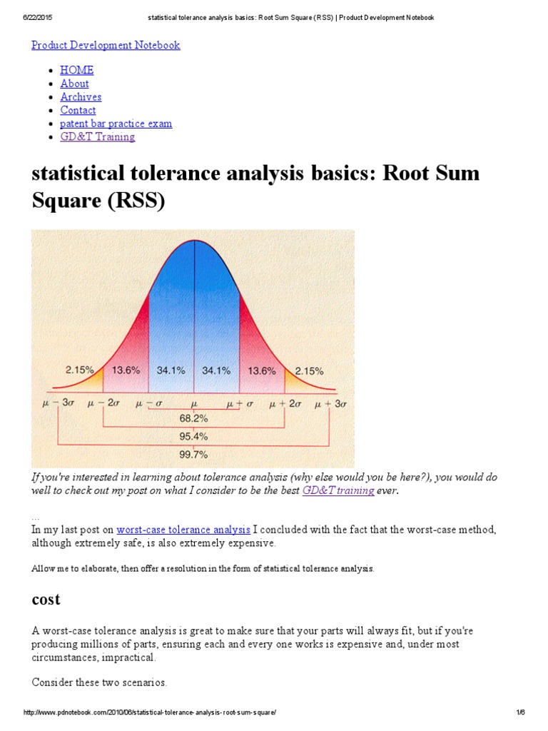 Statistical Tolerance Analysis | Standard Deviation | Normal Distribution