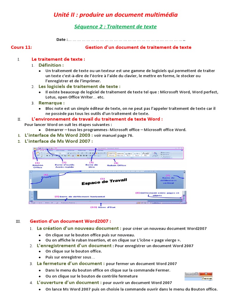 Gestion D'un Document de Traitement de Texte | PDF | Microsoft Word ...