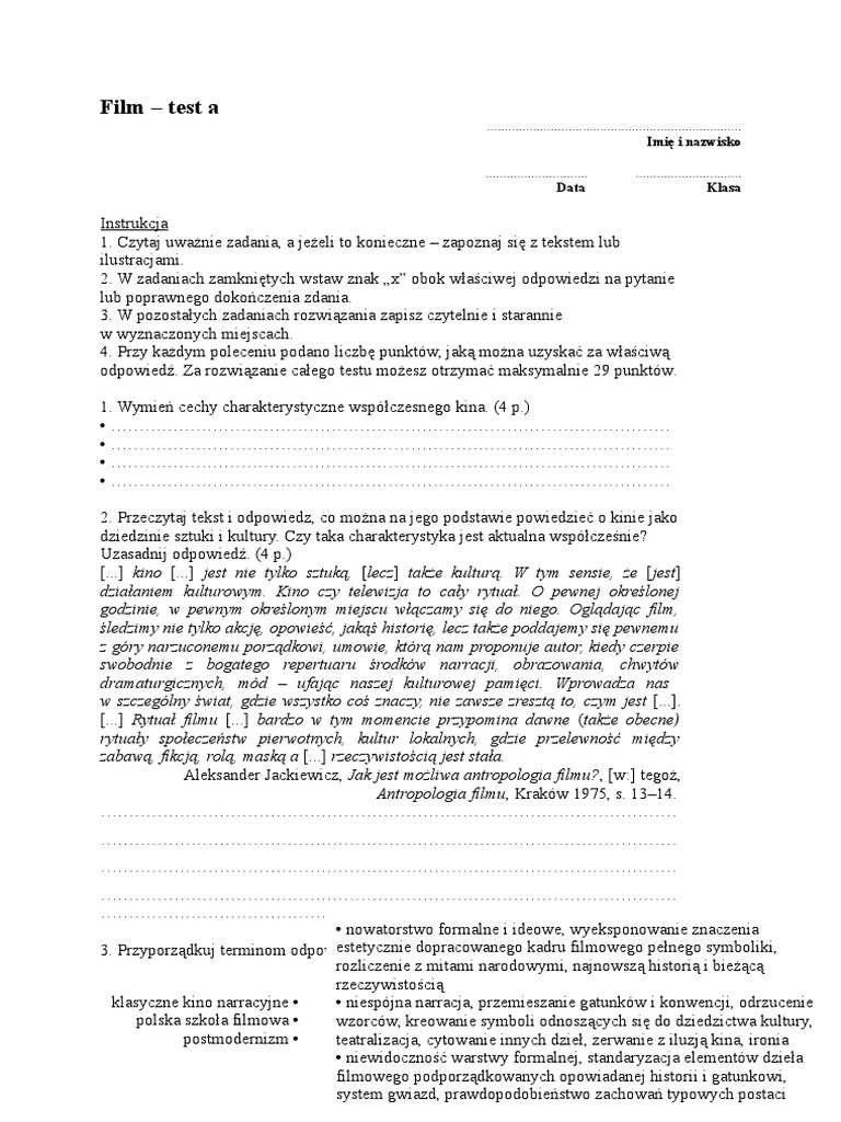 Film Test A | PDF