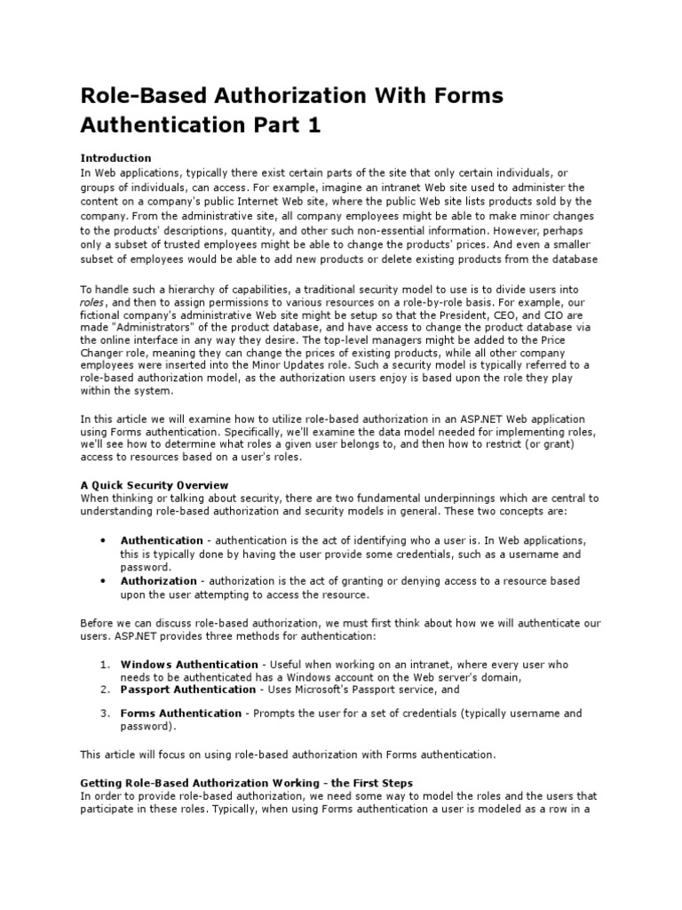 Forms Authentication and Authorization | PDF | Http Cookie | Login