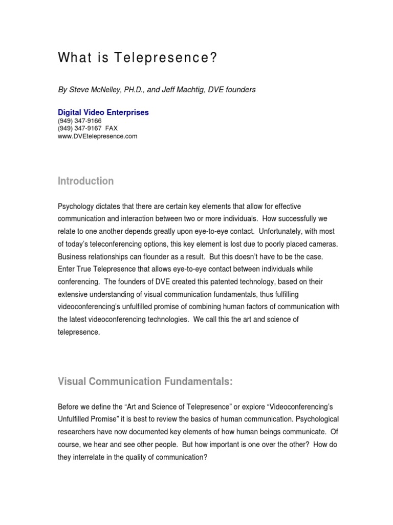 What Is Telepresence | PDF | Computers