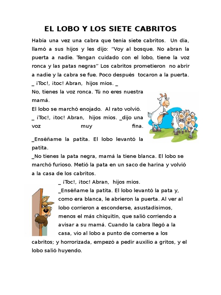 Cuento El Lobo Y Los Siete Cabritos - vrogue.co