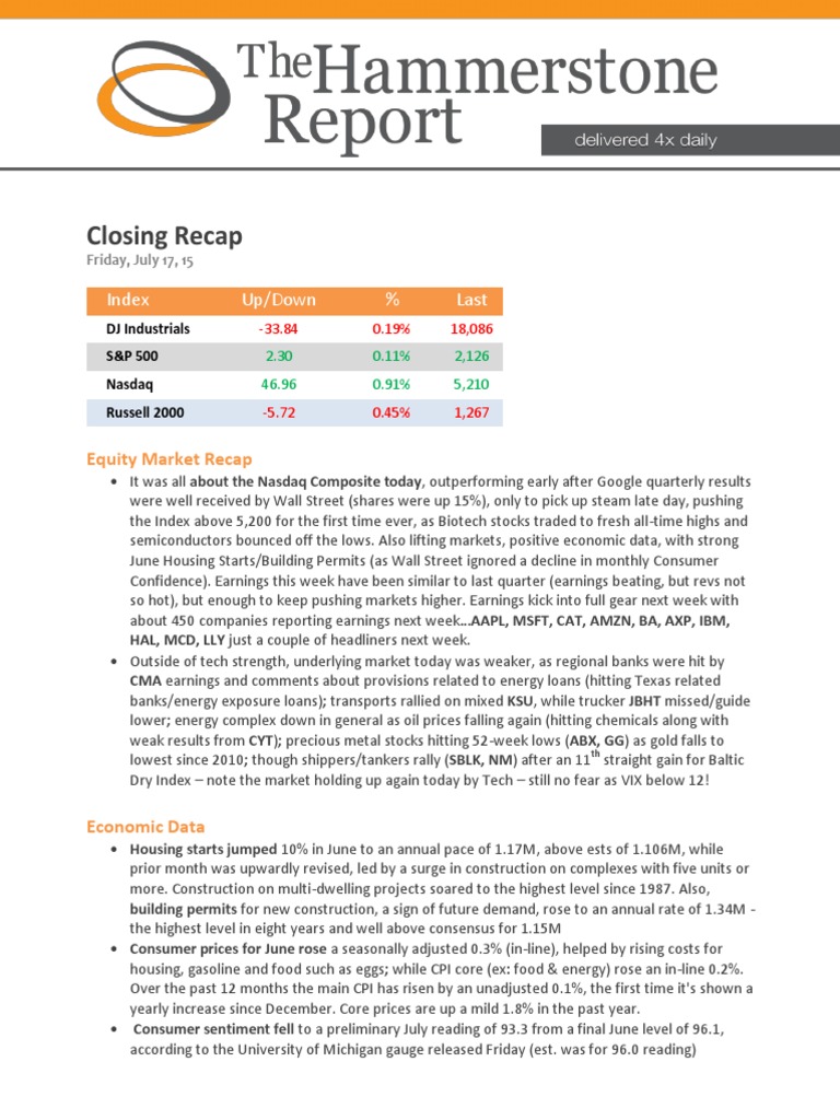 Closing Recap: Index Up/Down % Last | PDF | Euro | Consumer Price Index