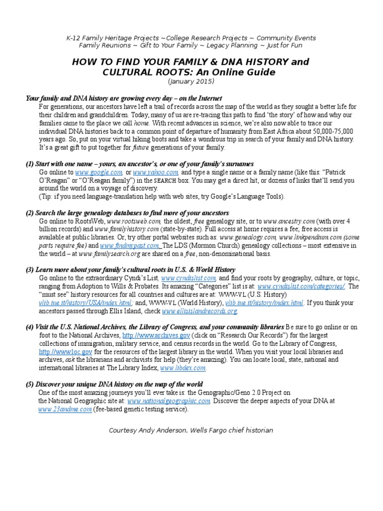 How To Find Your Family & Dna History and CULTURAL ROOTS: An Online ...