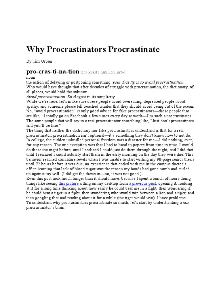 Why Procrastinators Procrastinate | PDF | Procrastination ...