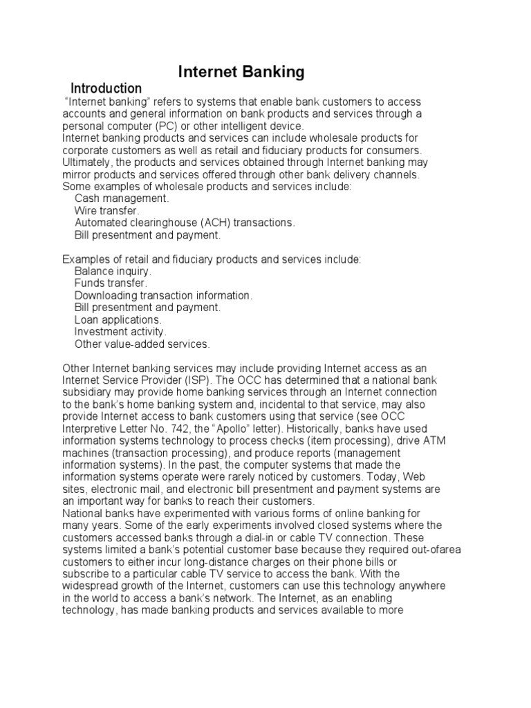 Internet Banking Introduction | PDF | Online Banking | Banks & Banking