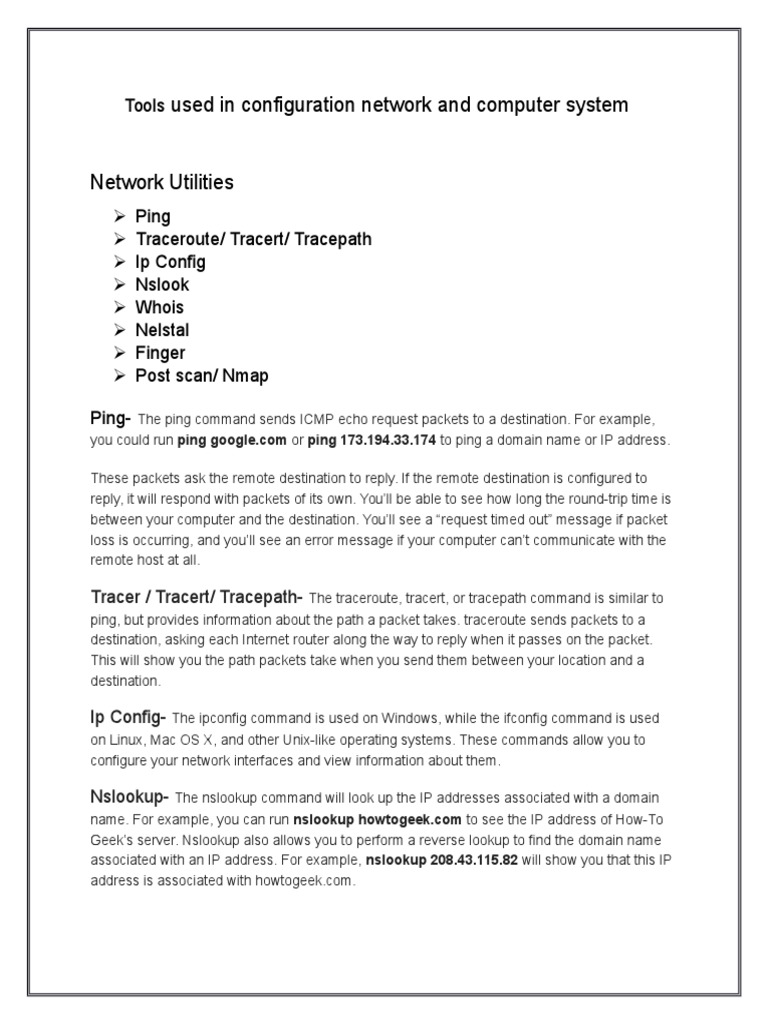 Tools Used In Configuration Network And Computer System Pdf Operating System Technology