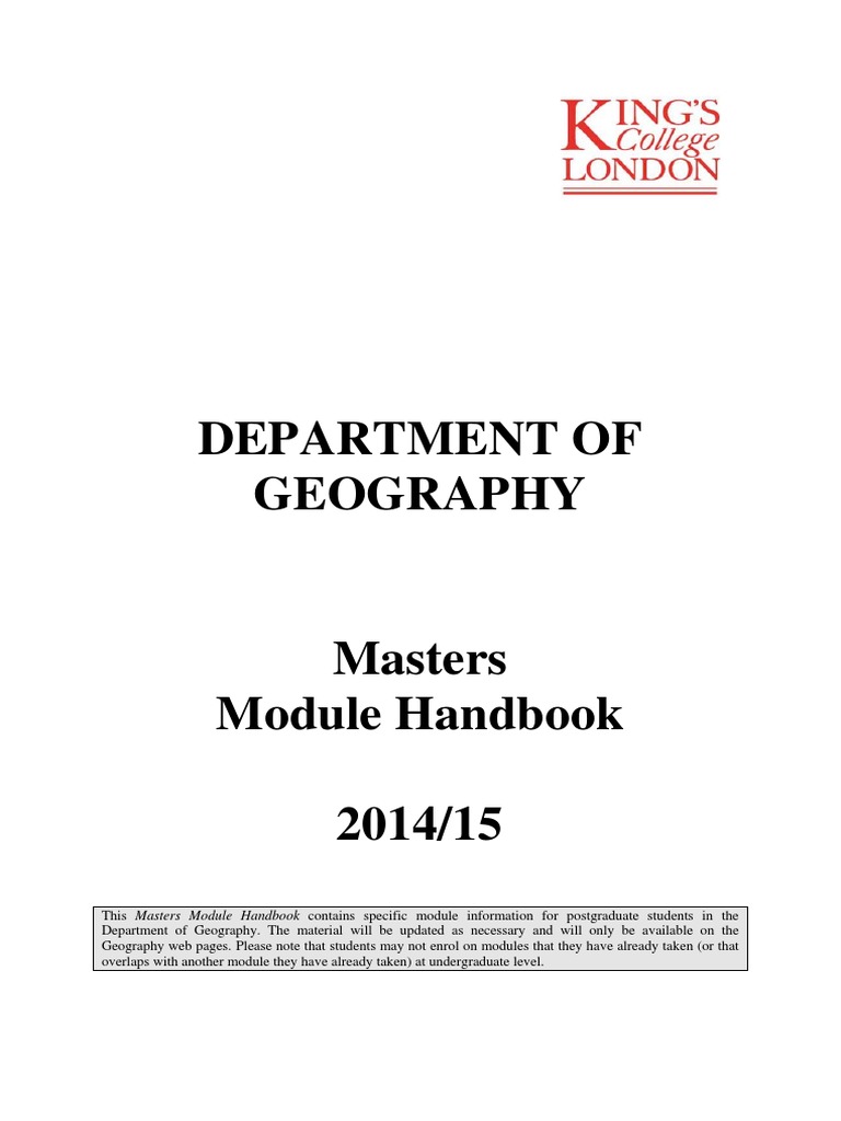 Masters Module Handbook | PDF | Geography | Social Science