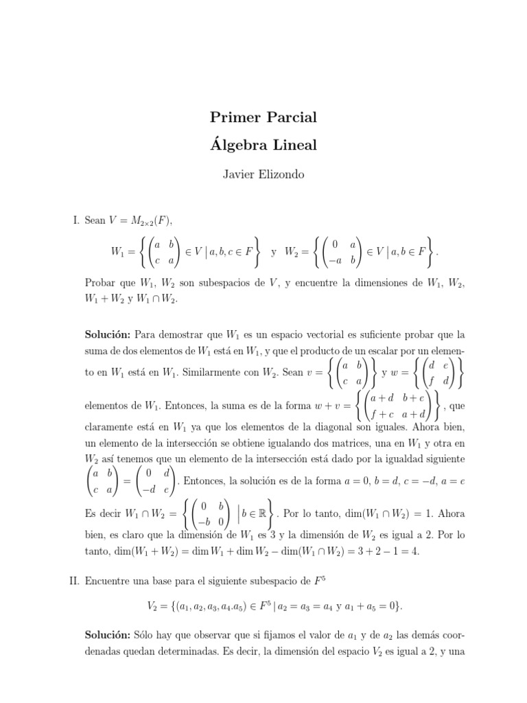 Parcial Resuelto de Algebra Lineal | PDF