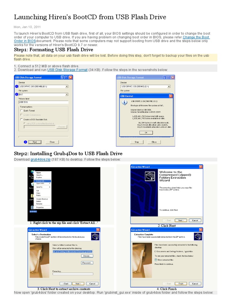 Boot Hiren's CD via USB Guide | PDF | Computers