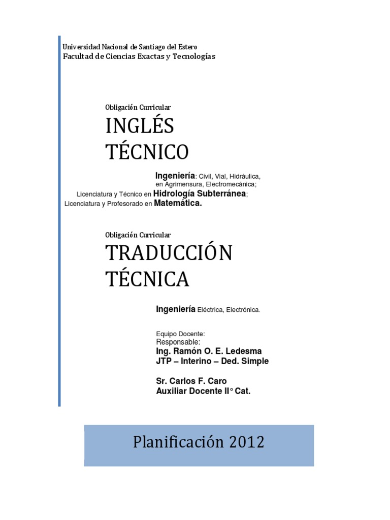 Ingles Tecnico para Ingenieros | PDF | Oración (Lingüística) | Palabra